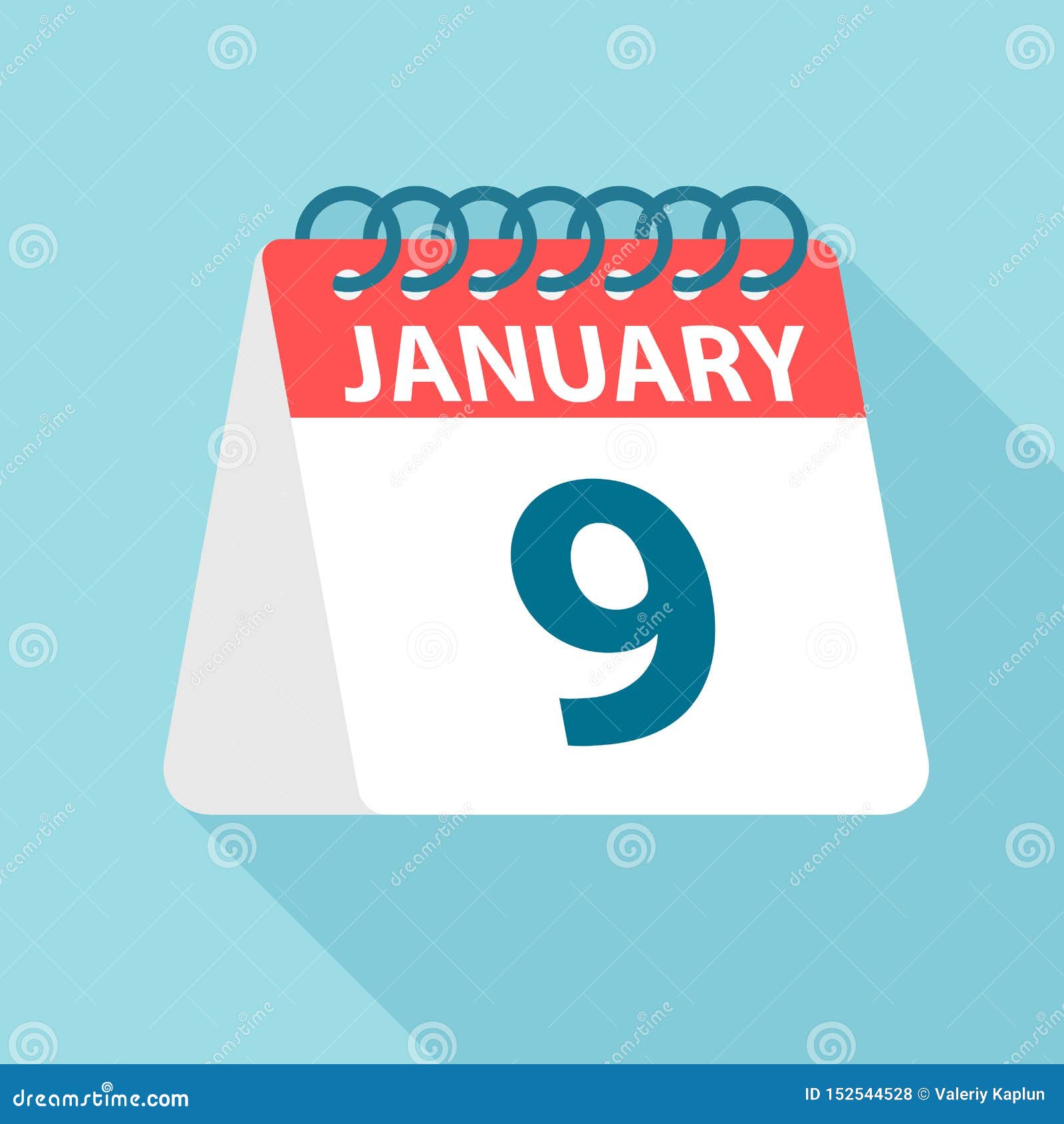 January 9 - Calendar Icon. Vector Illustration of One Day of Month ...