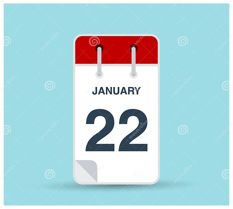 January 22 calendar leaf stock illustration. Illustration of start ...
