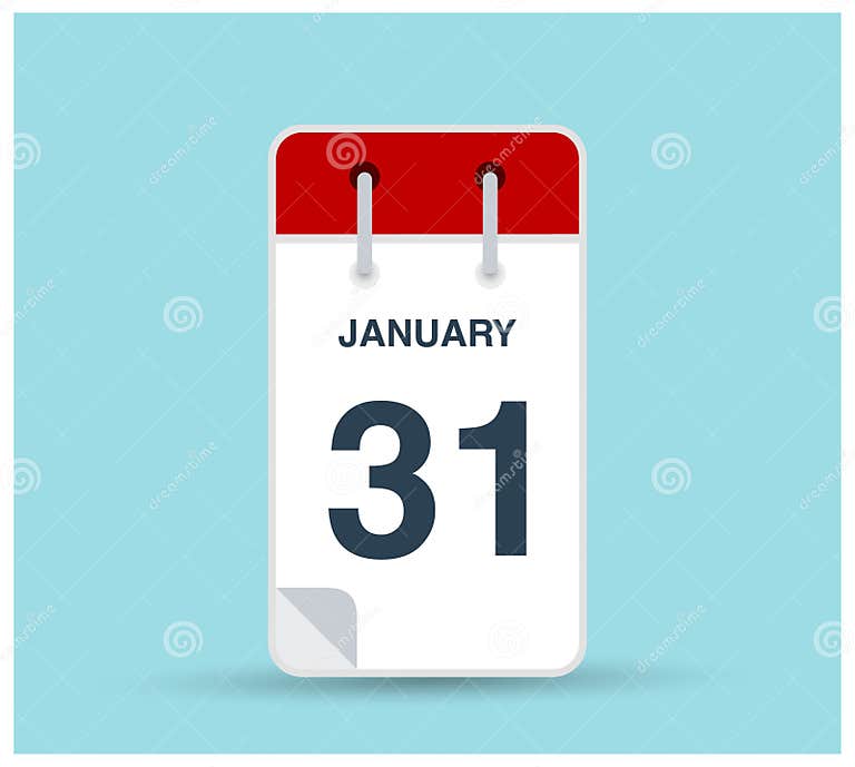 January 31 calendar leaf stock illustration. Illustration of start ...