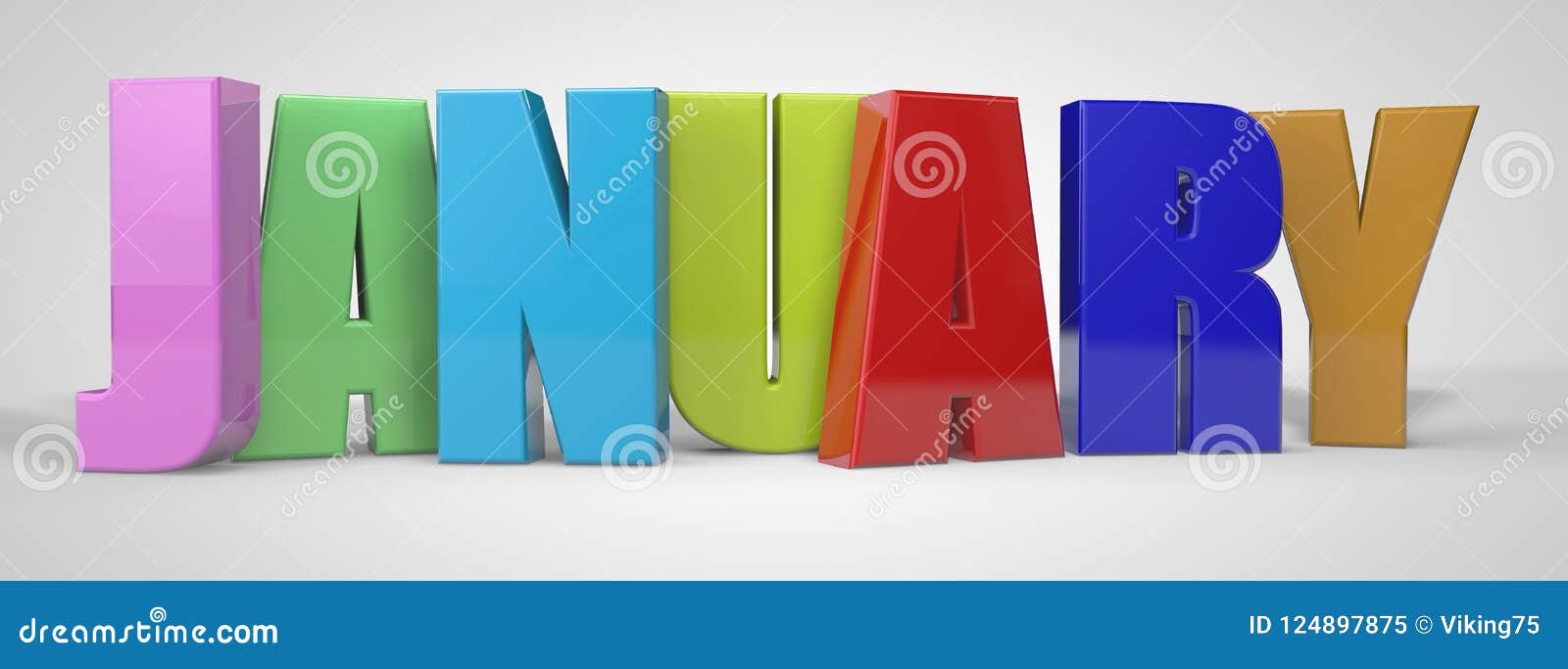 January Calendar Month Multicolor Text Banner, 3d Render Stock ...