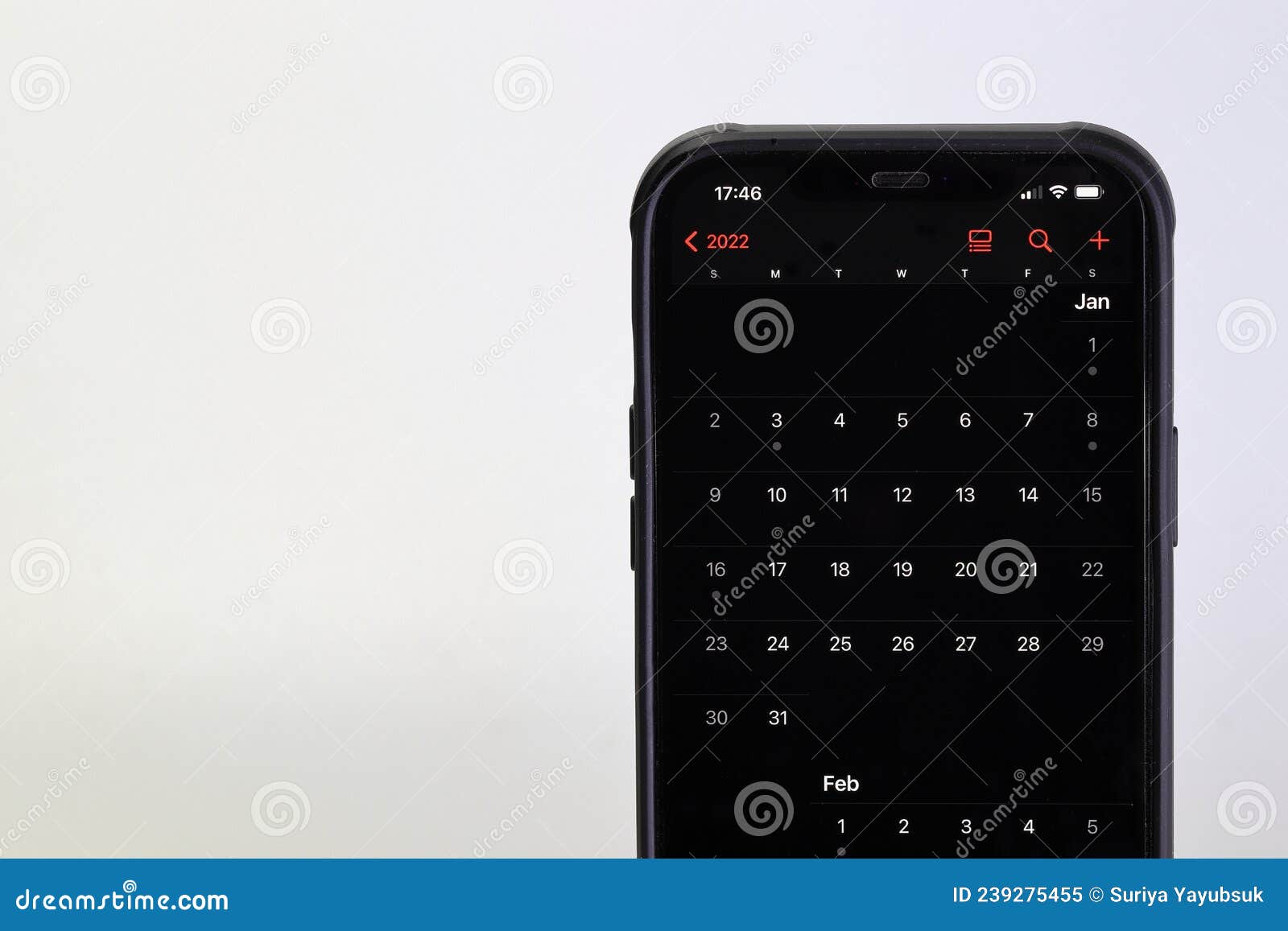 January Calendar on Smartphone, Calendar Application on Mobile Device ...
