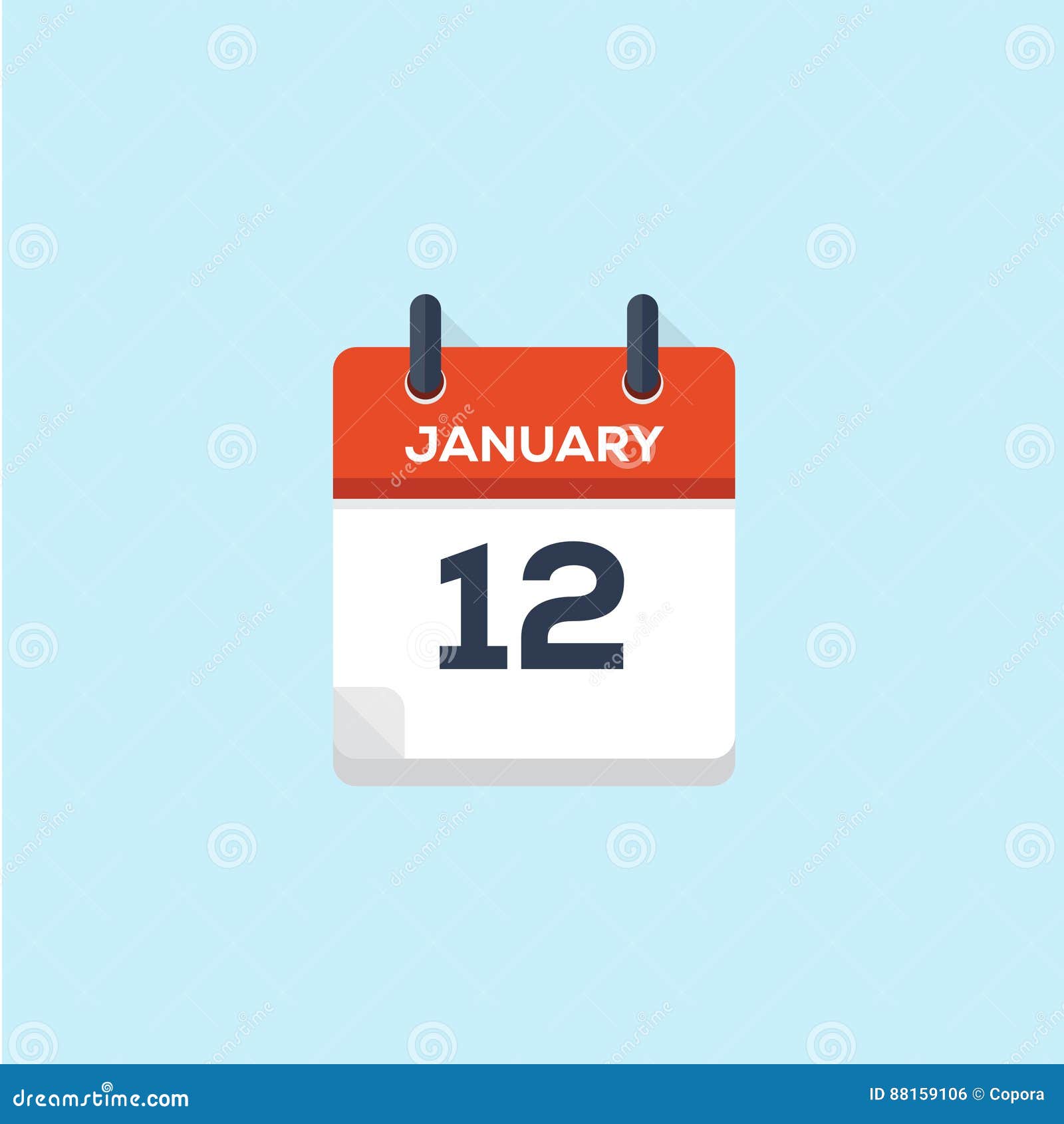 12. January Calendar, Vector Illustration Stock Vector - Illustration ...