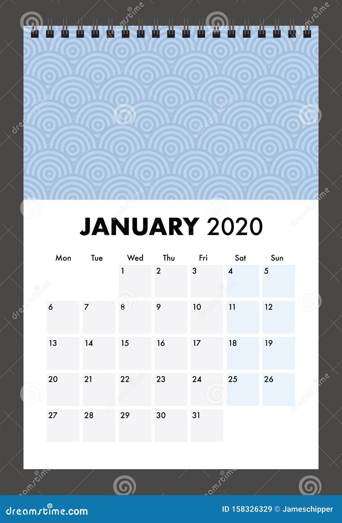 January 2020 Calendar with Wire Band Stock Vector - Illustration of ...