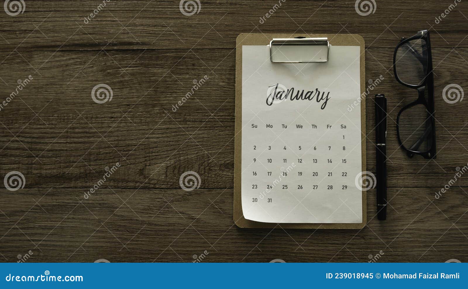 January Calendar on a Wooden Table Stock Image - Image of number, 2022: ...