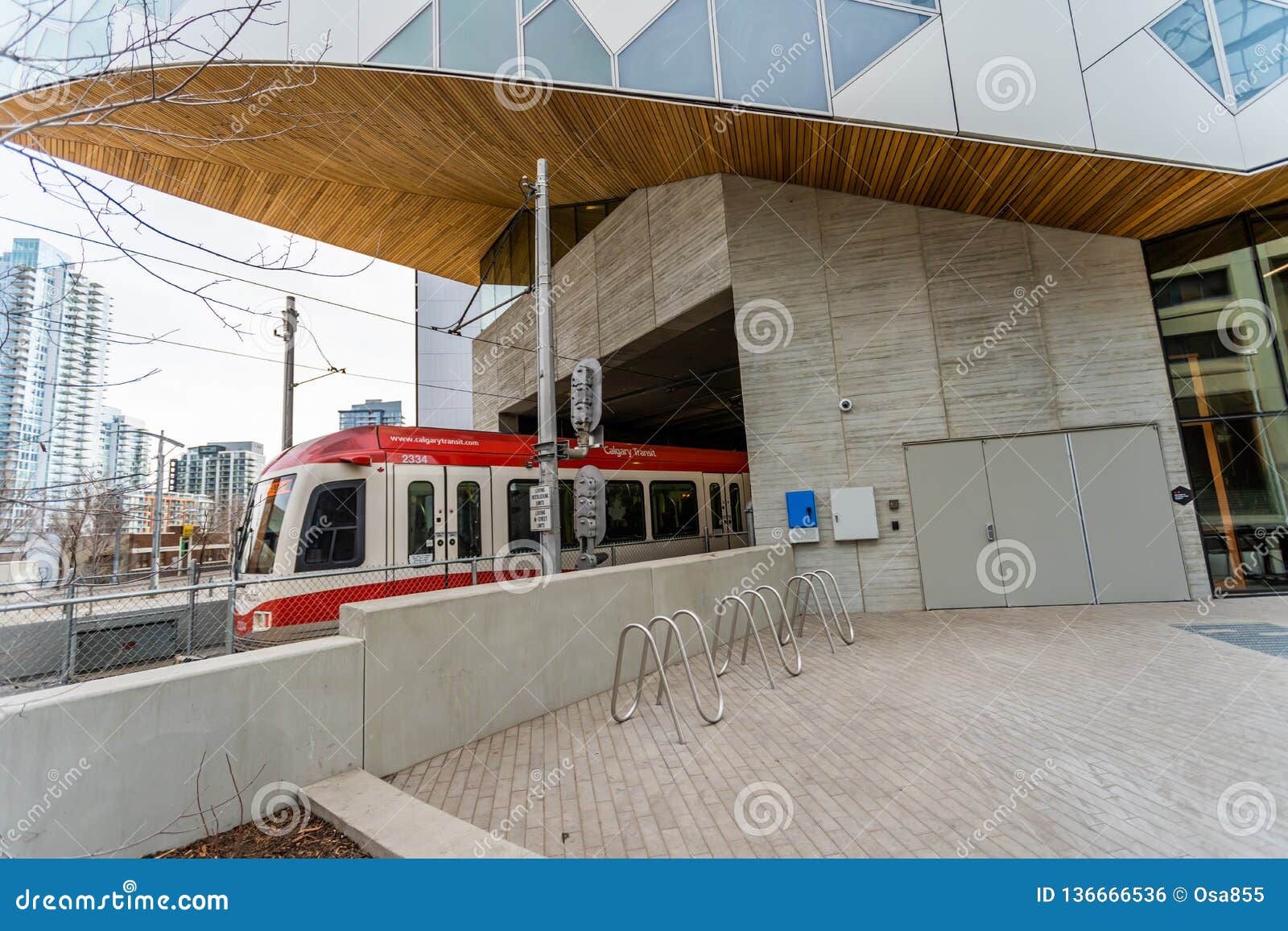 January 11 2019 , Calgary, Alberta - Calgary Transit LRT Train Using ...
