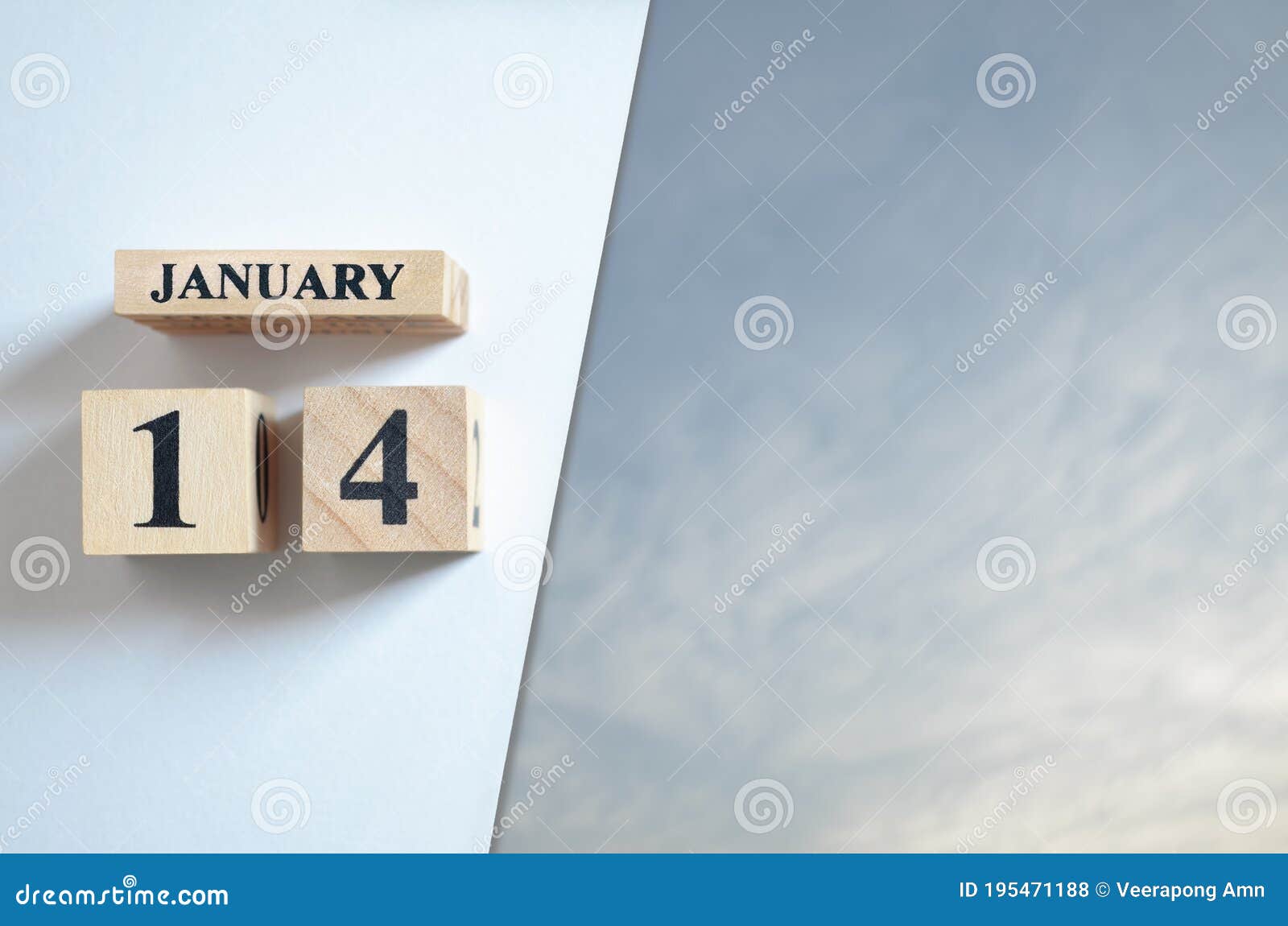 January 14, Cover Design with Sky Background Stock Photo - Image of ...