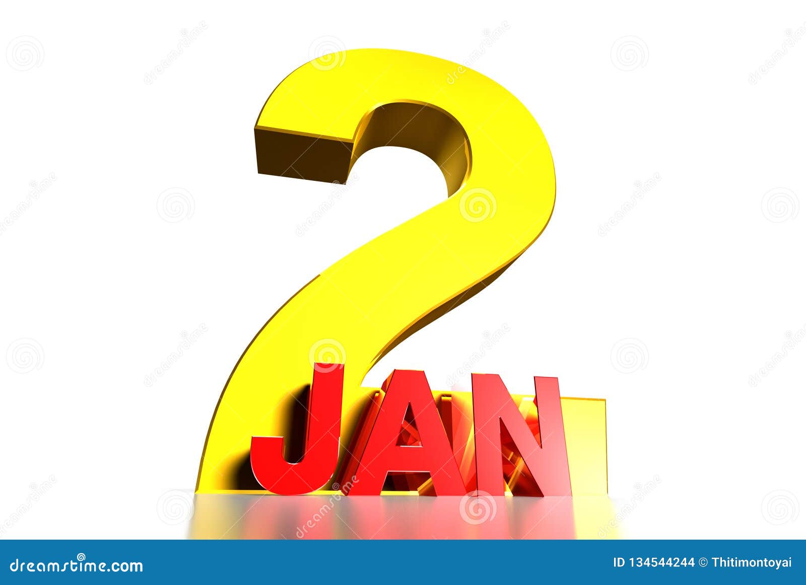 January 2 3D gold. stock illustration. Illustration of holiday - 134544244