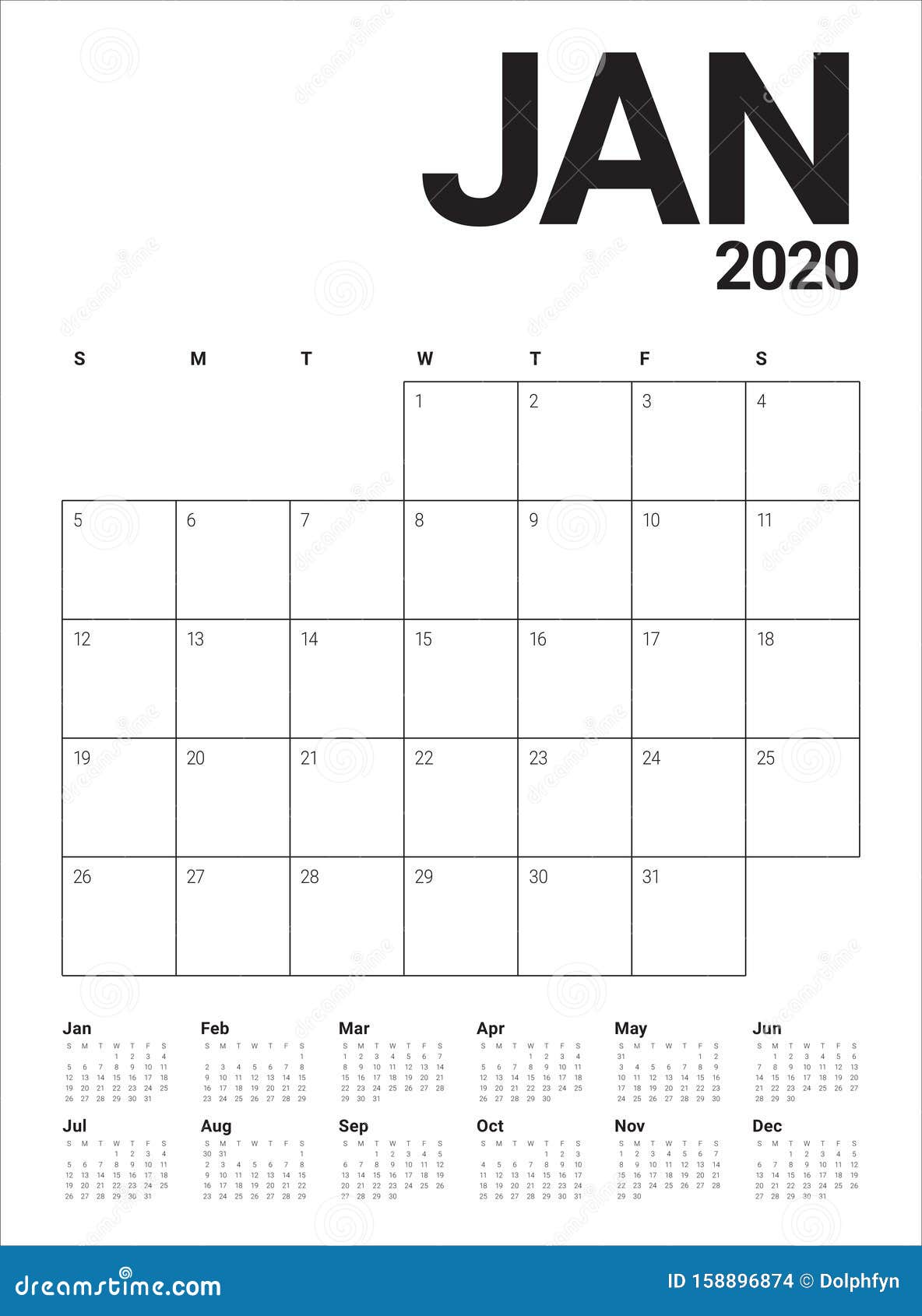 January 2020 Desk Calendar Vector Illustration Stock Vector ...