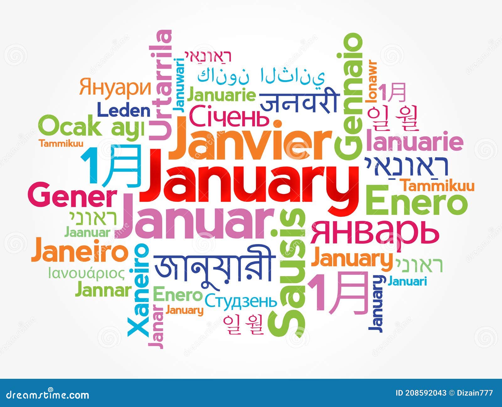 January in Different Languages of the World, Word Cloud Concept ...