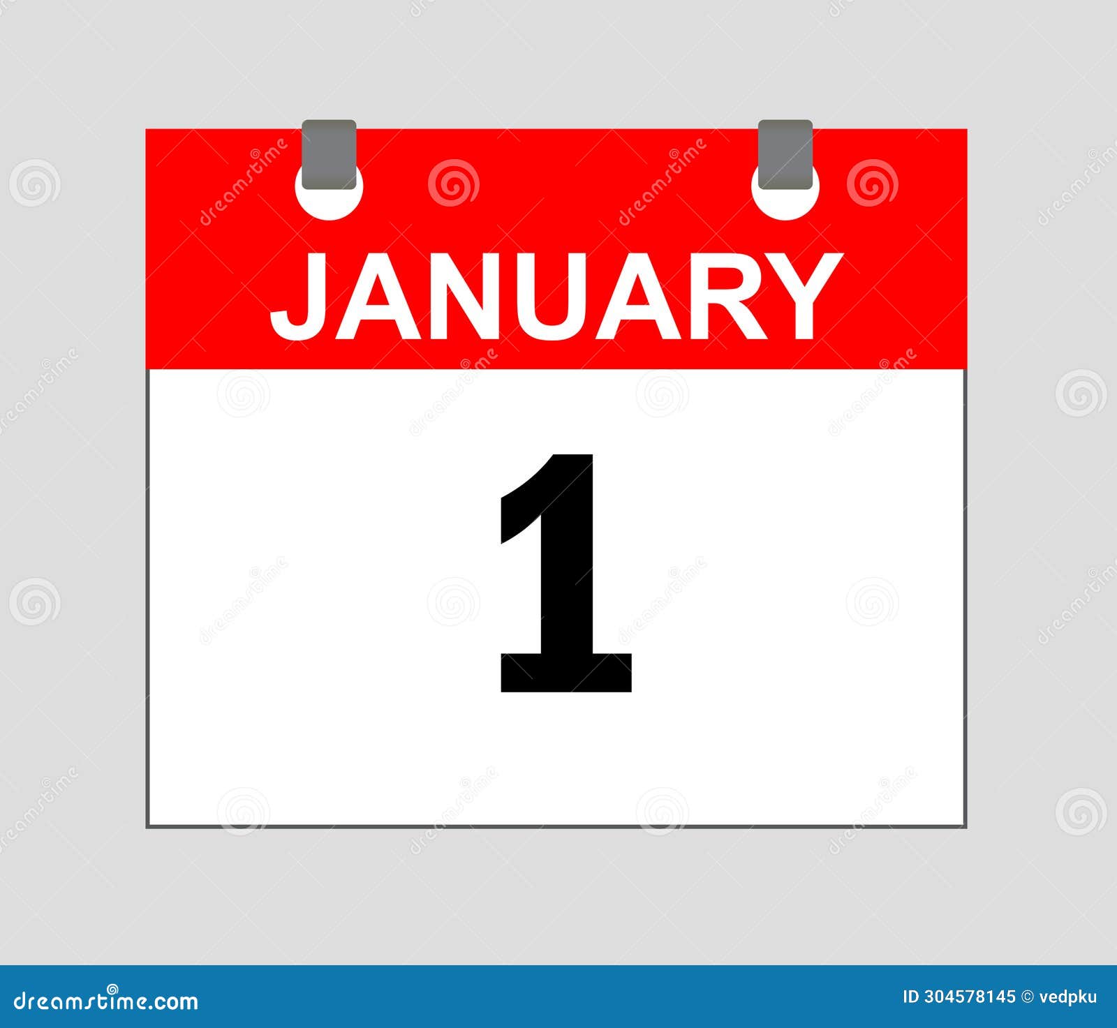 January First, Calendar Icon Red and White, Calendar Vector, Date Icon ...