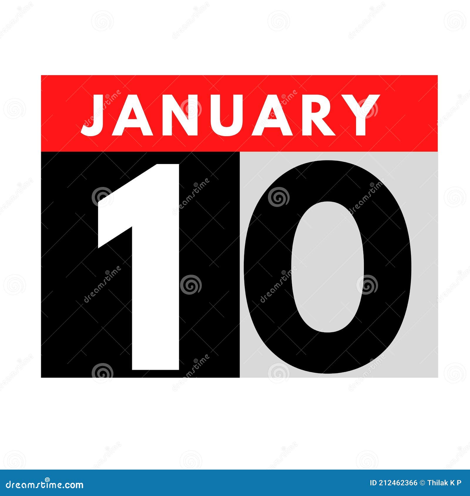 January 10 . Flat daily Calendar Icon .date ,day, Month Stock ...