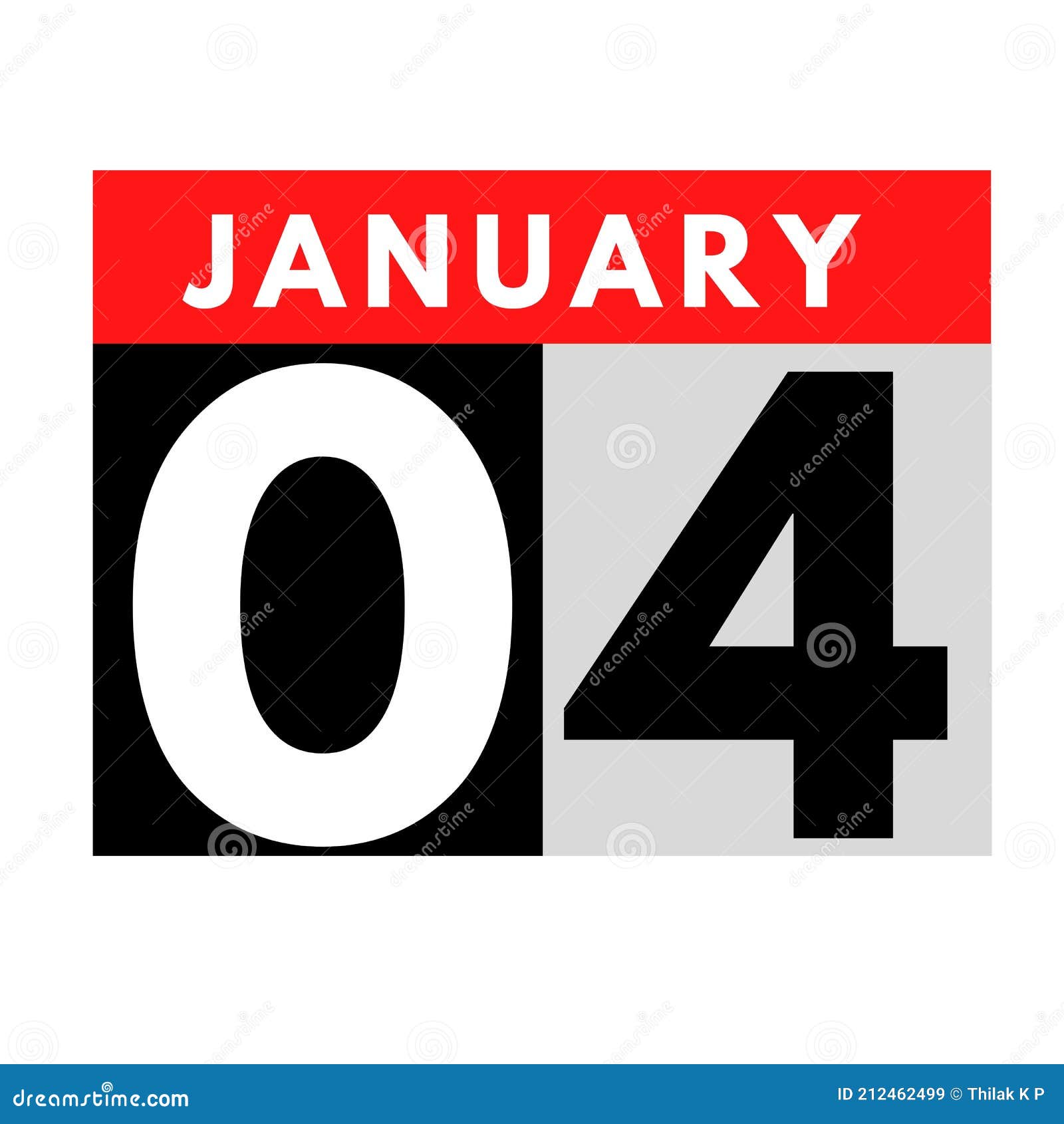 January 4 . Flat daily Calendar Icon .date ,day, Month Stock ...