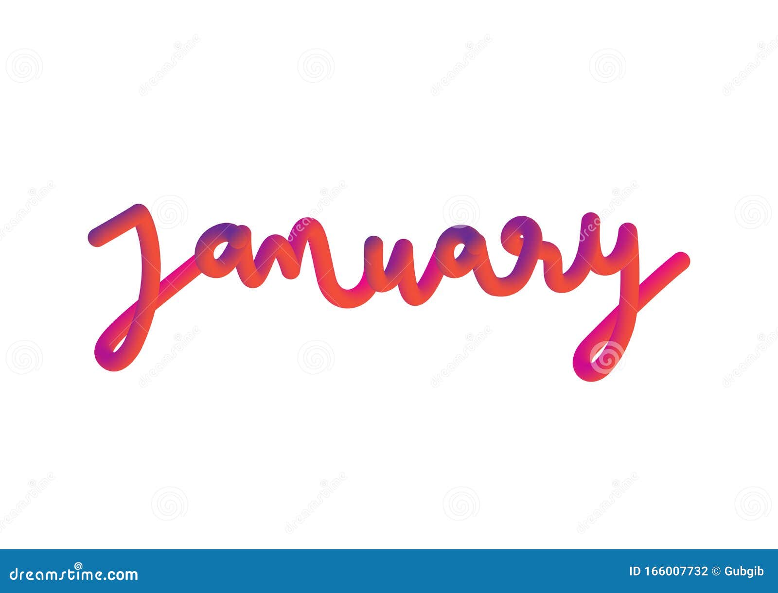 January Hand Lettering with Colorful 3d Effect 向量例证 - 插画 包括有 å °åˆ·æœ ...