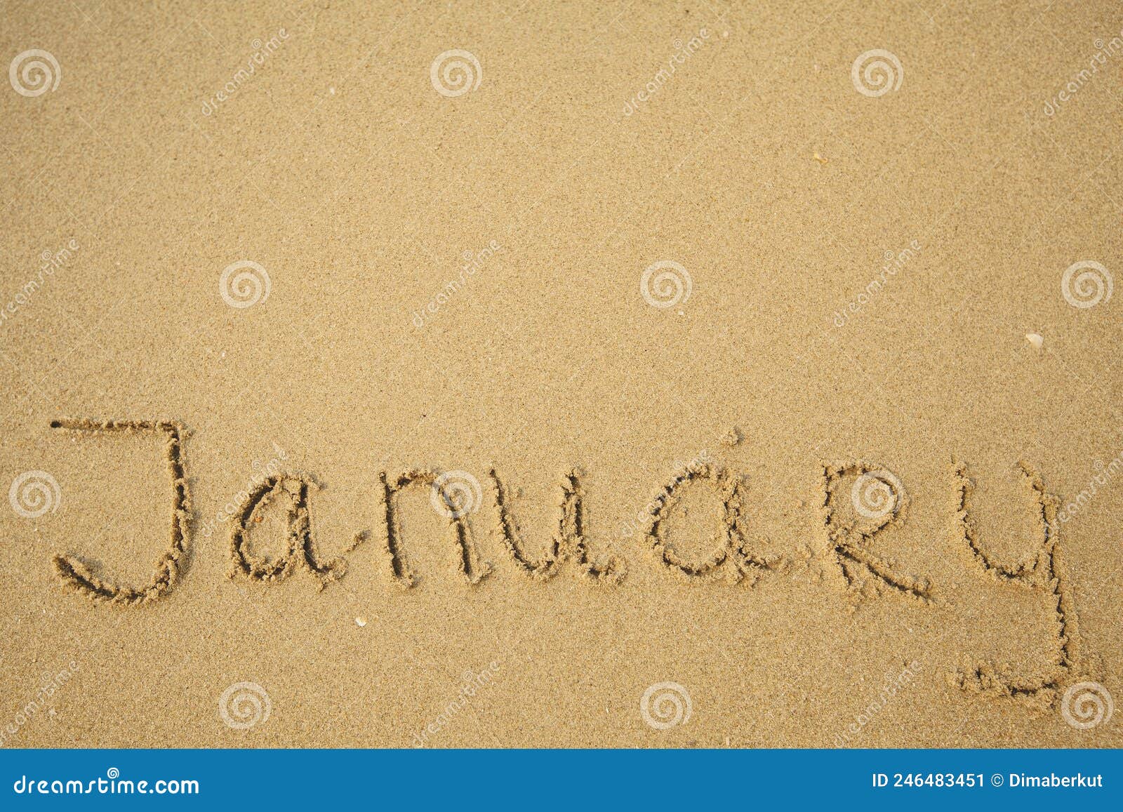 January - Handwritten on the Soft Beach Sand. Stock Image - Image of ...