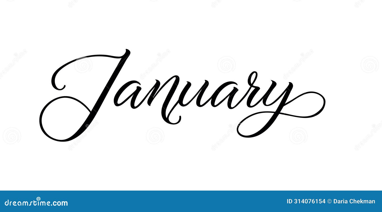 January - Handwritten Text in Calligraphic Style on a White Background ...
