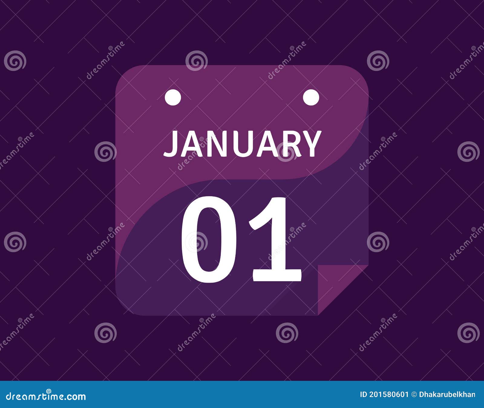 1 January, January 1 Icon Single Day Calendar Vector Illustration Stock ...