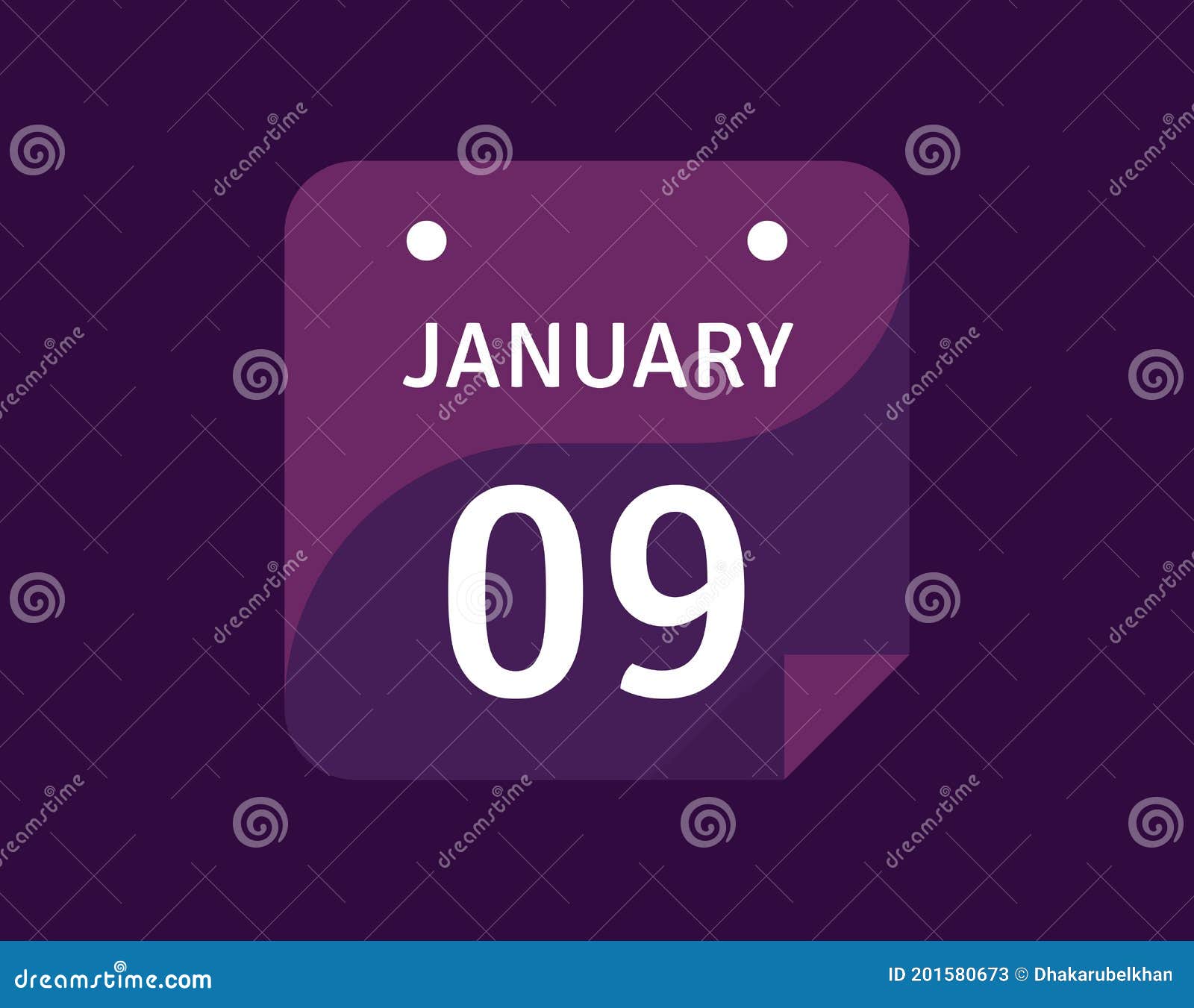 9 January, January 9 Icon Single Day Calendar Vector Illustration Stock ...