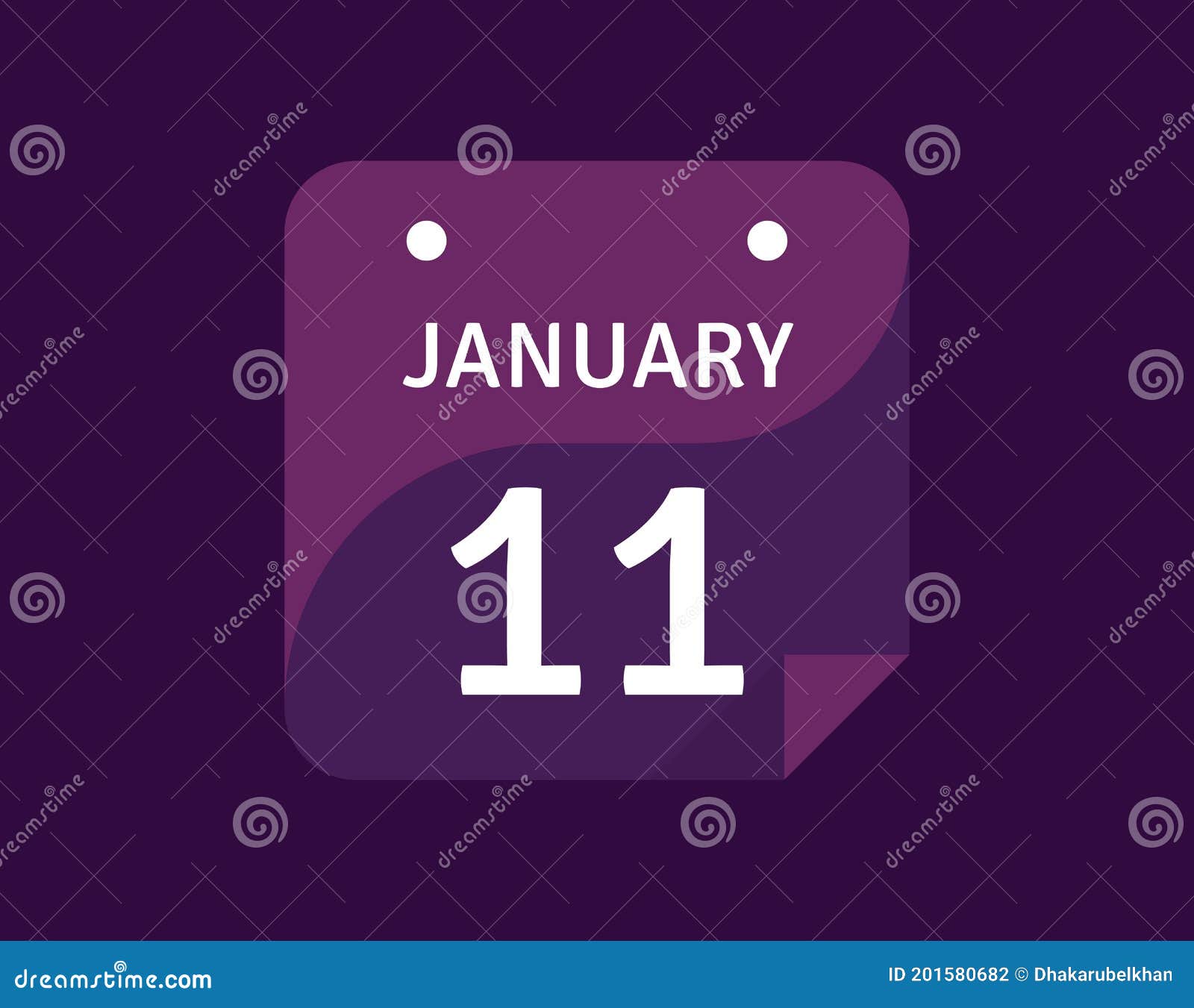 11 January, January 11 Icon Single Day Calendar Vector Illustration ...