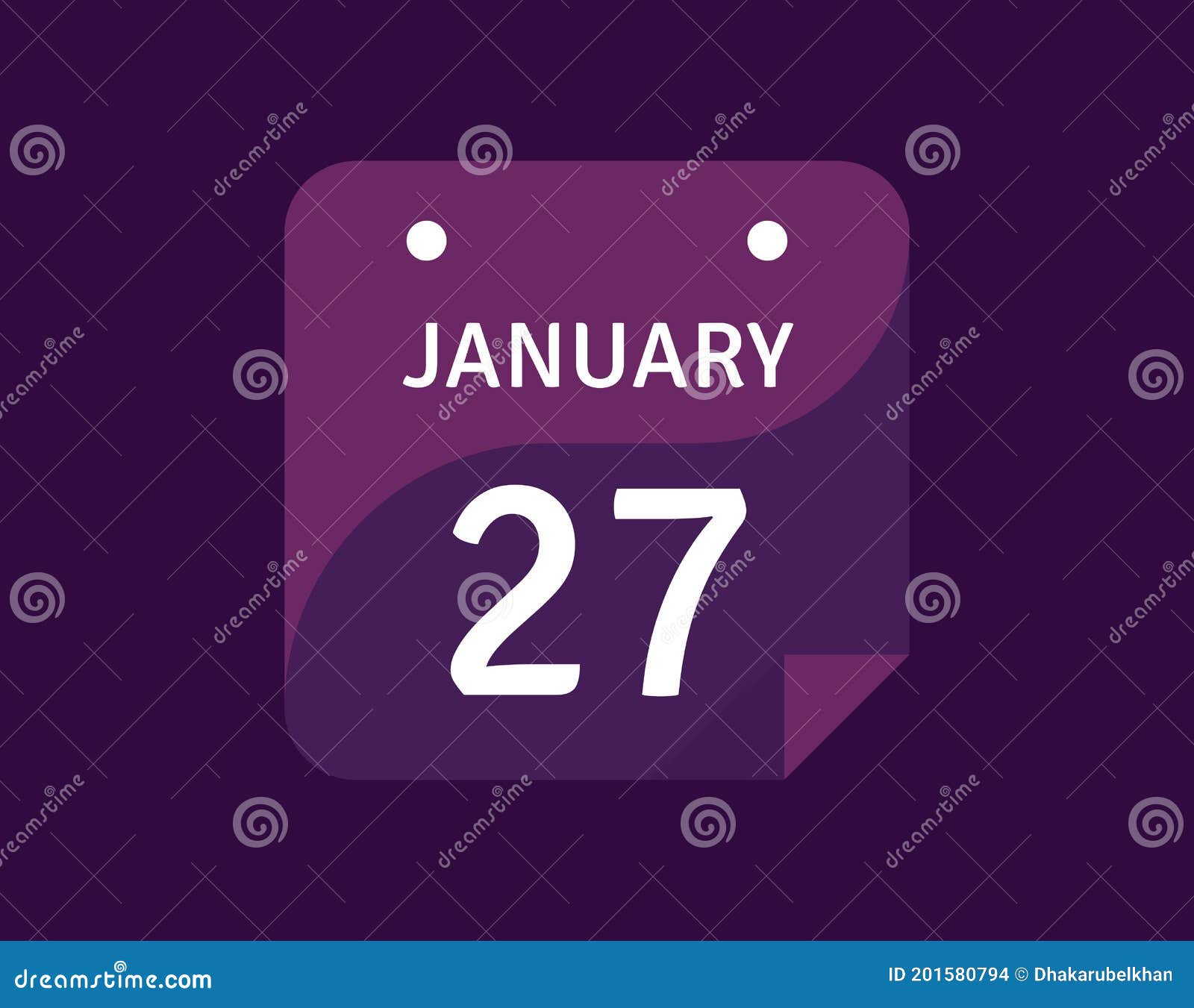 27 January, January 27 Icon Single Day Calendar Vector Illustration ...