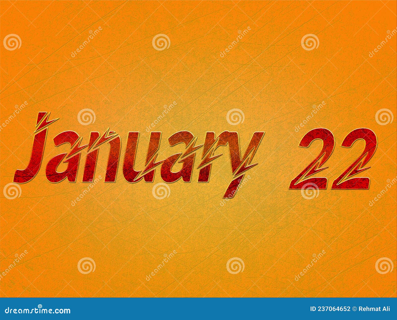 22 January. Image of January, Calendar on Orange Background with Empty ...