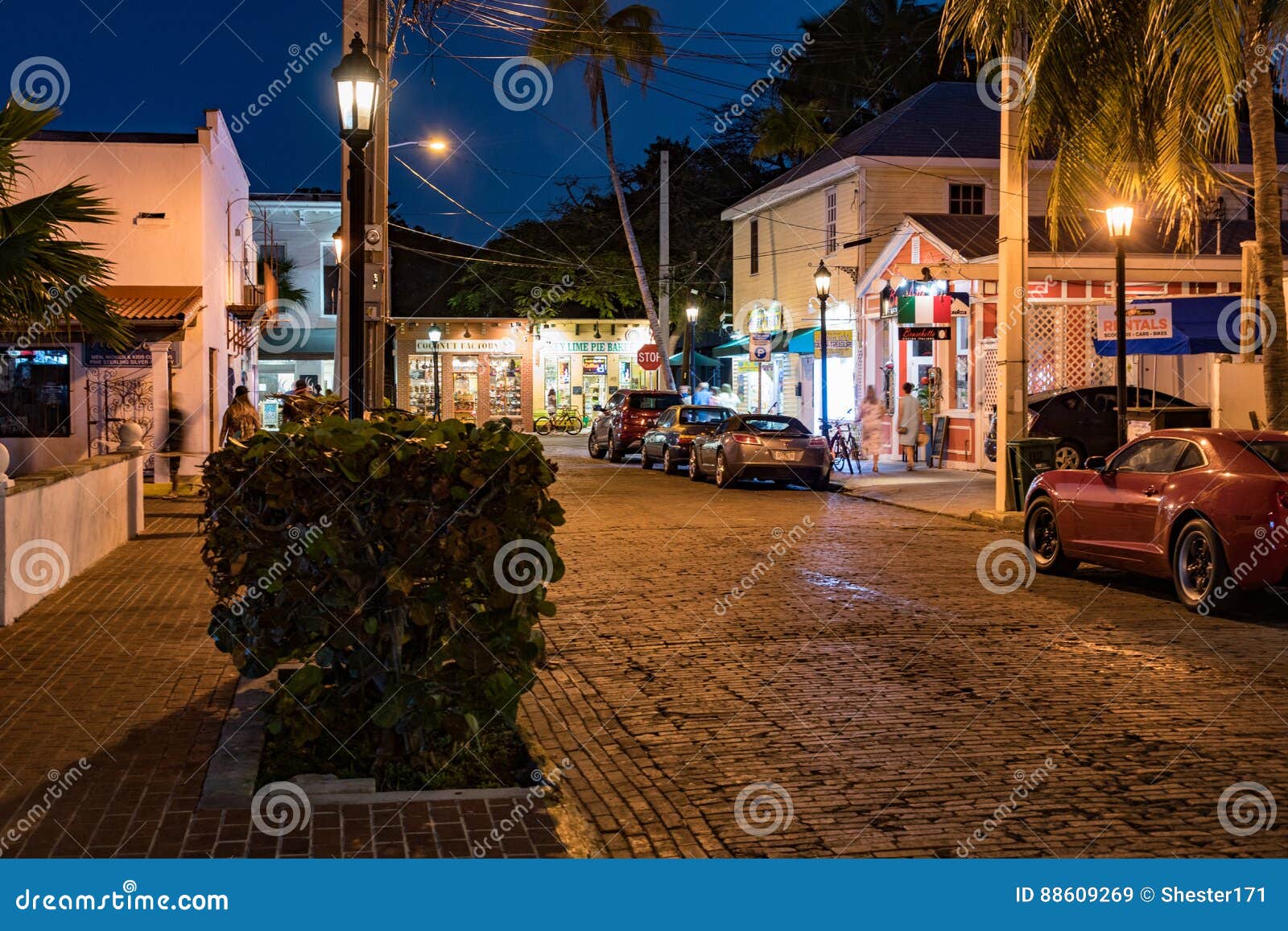 January 24,2017 Key West, FL. Street Scene at Night Editorial Stock ...