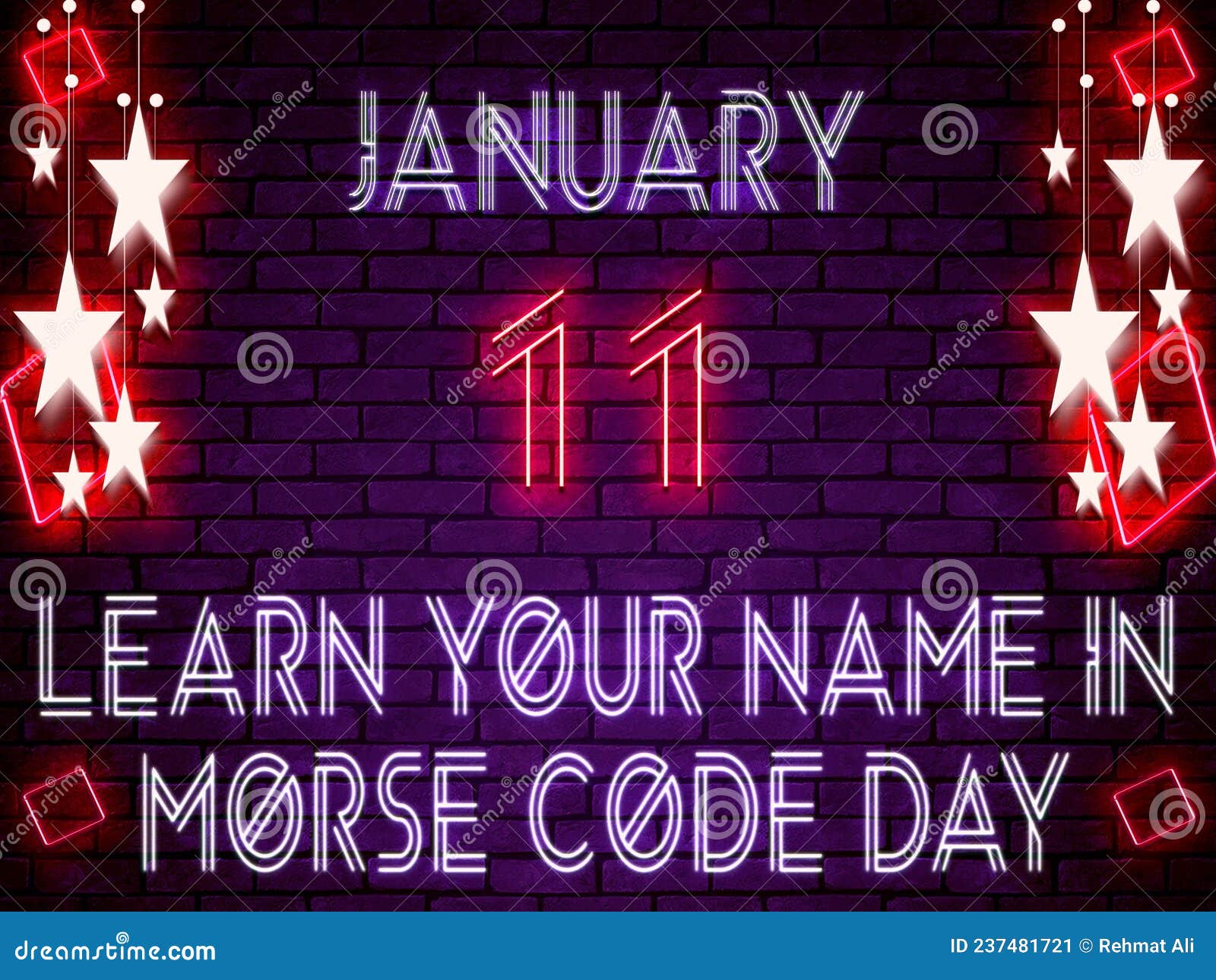 11 January, Learn Your Name in Morse Code Day, Neon Text Effect on ...