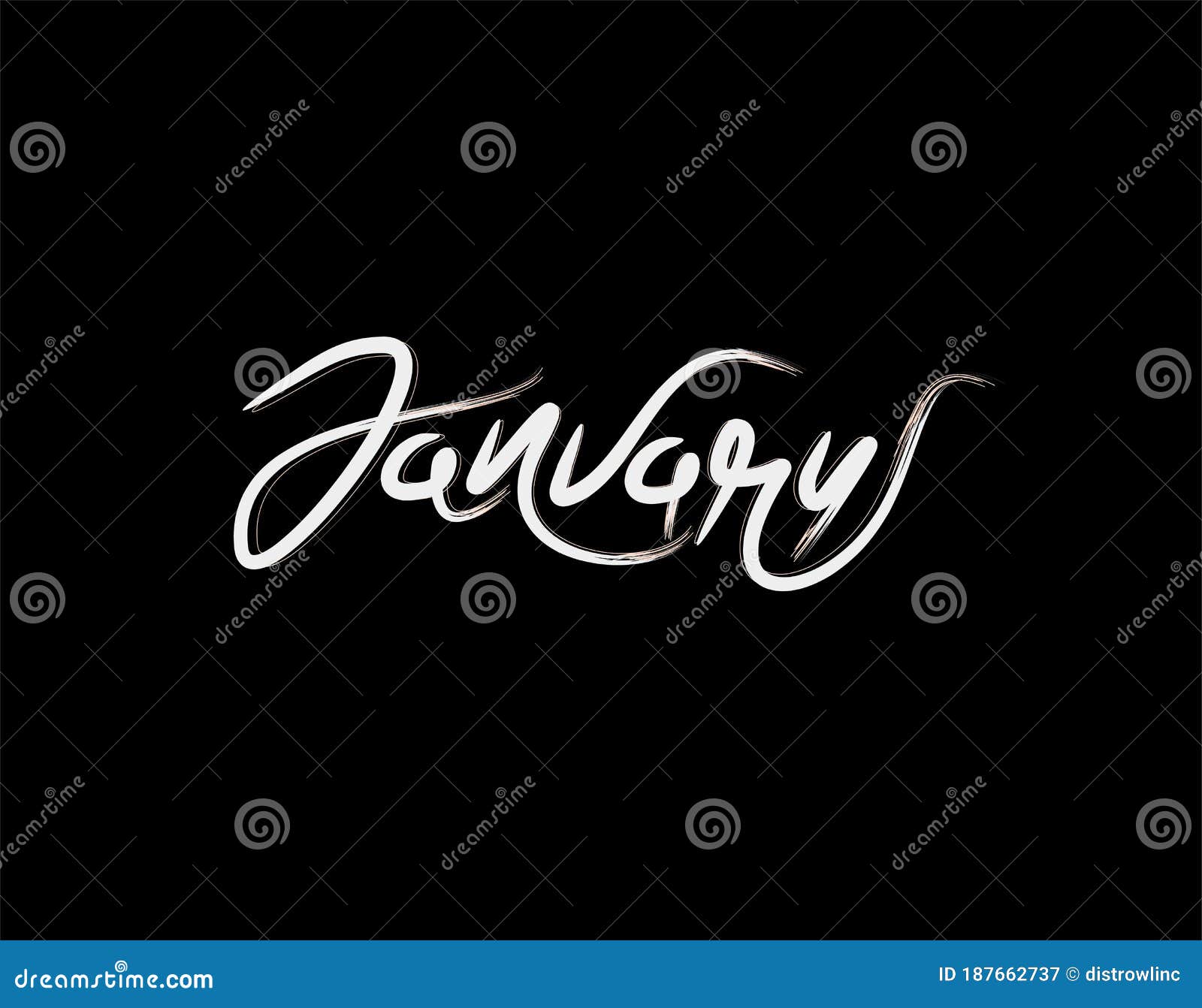 January Lettering Text on Black Background in Vector Illustration Stock ...