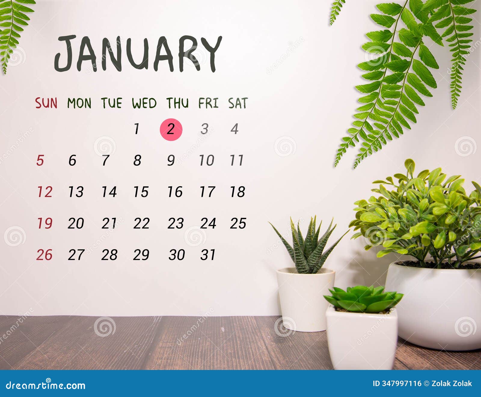 January Month, Appointment Date with Number Cube Design. Date 2. Stock ...