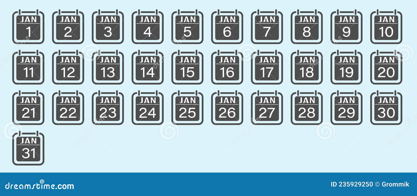 January is a Month with Numbers. a Set of Calendar Sheets for a Website ...
