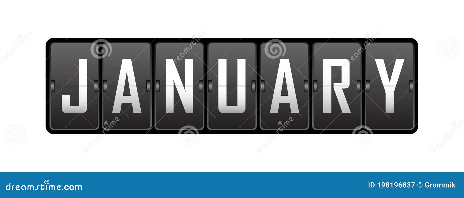 January. Name of the Month on the Cells of the Mechanical Tableau Stock ...