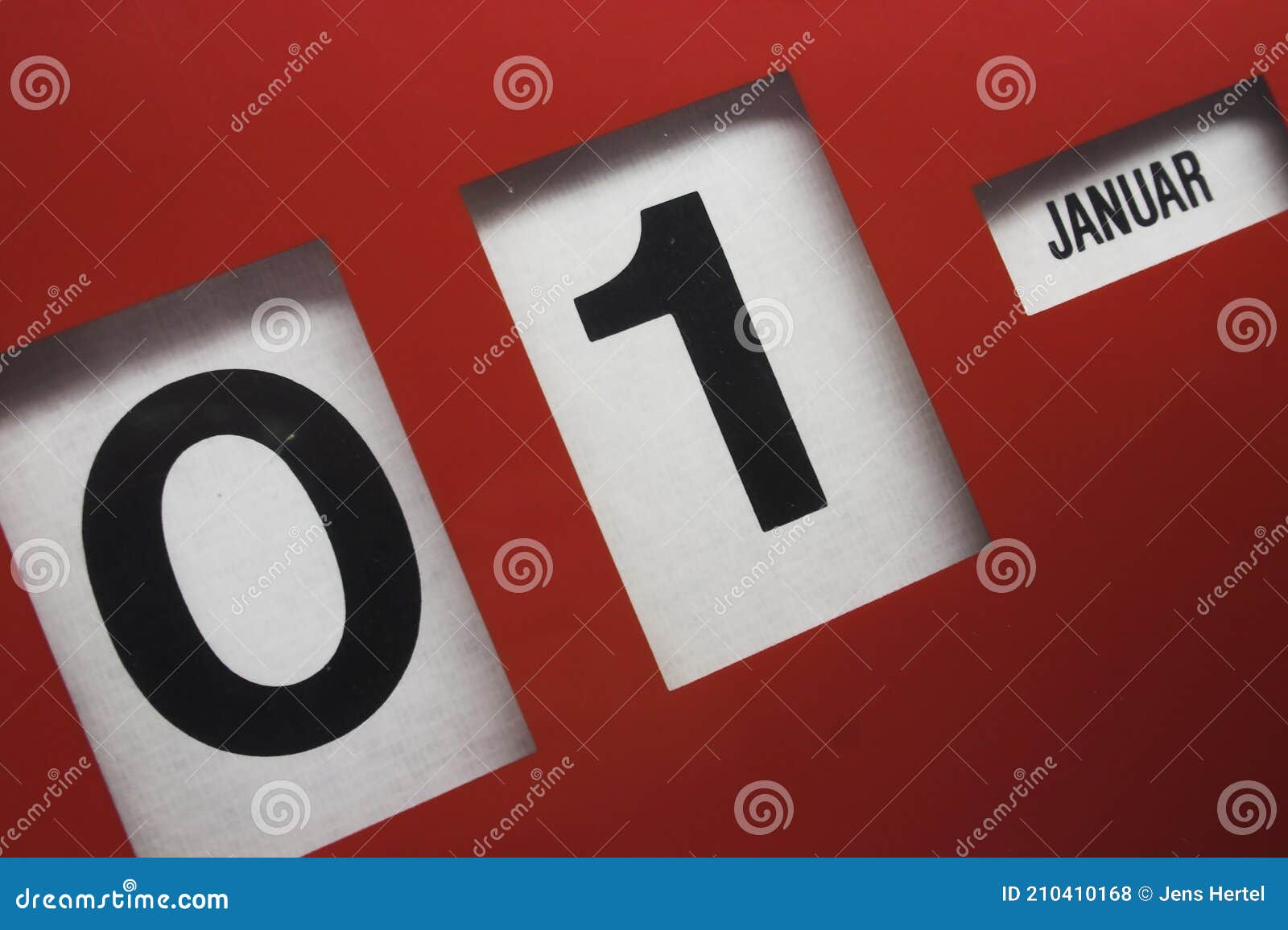 1. January on Old Red Rotating Calender Stock Photo - Image of ...