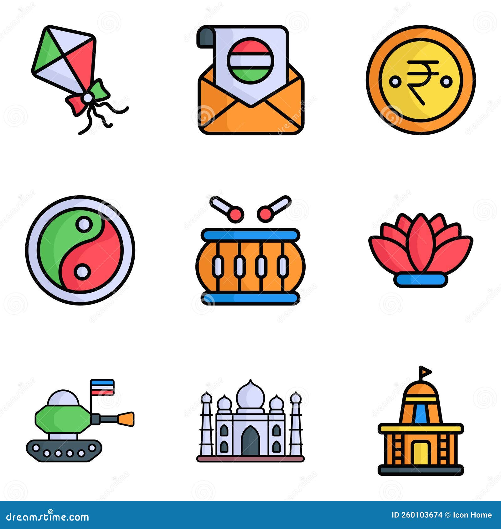 26 January Republic Day Vector Icons Stock Vector - Illustration of ...