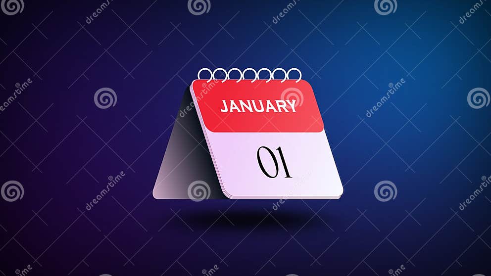 1 January Table Calendar 3d Image.First January Calendar Page 3d Image ...
