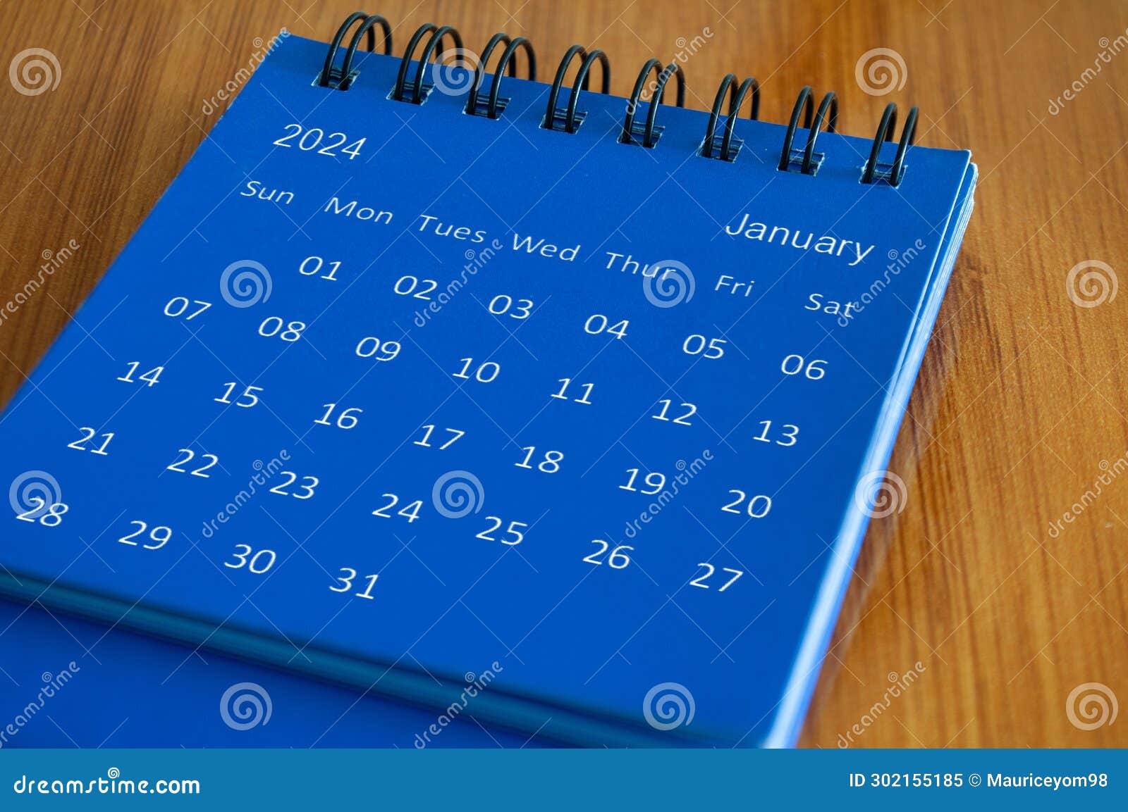 January 2024 Table Calendar on Wooden Desk. Time and Calendar Concept ...