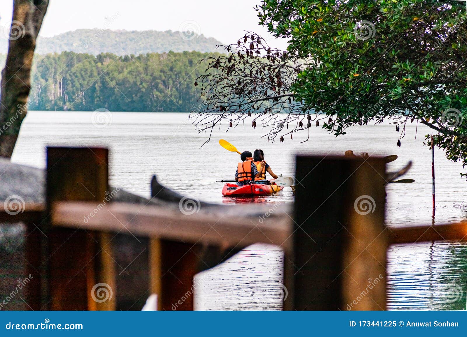 12 January 2020 Two People Rowing a Lake in Thailand Editorial Image ...