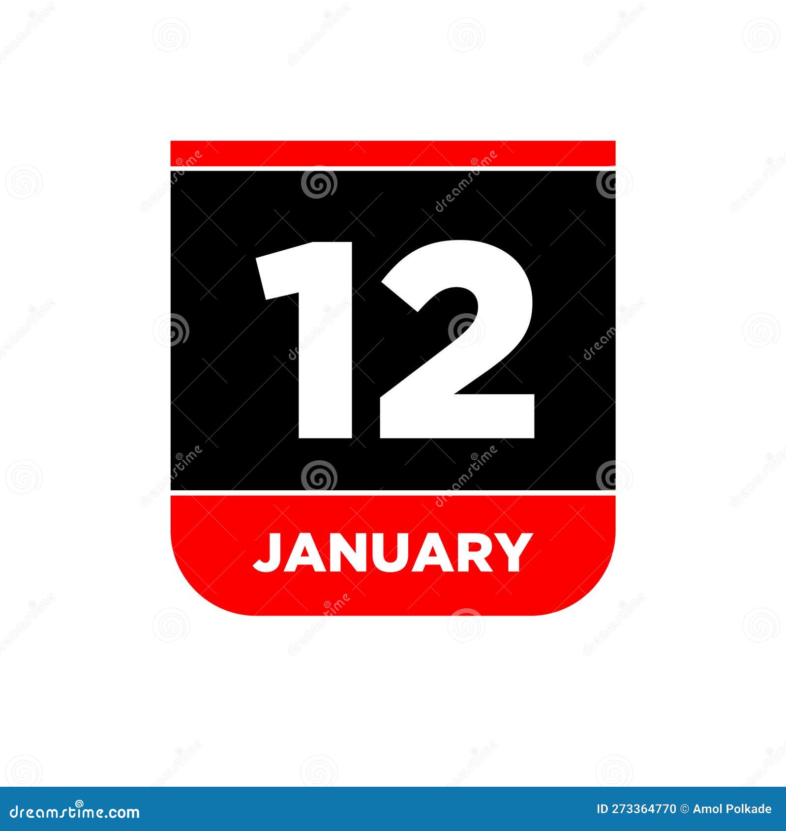 12 January Vector Calendar Vector Icon. 12 Jan Card Stock Vector ...