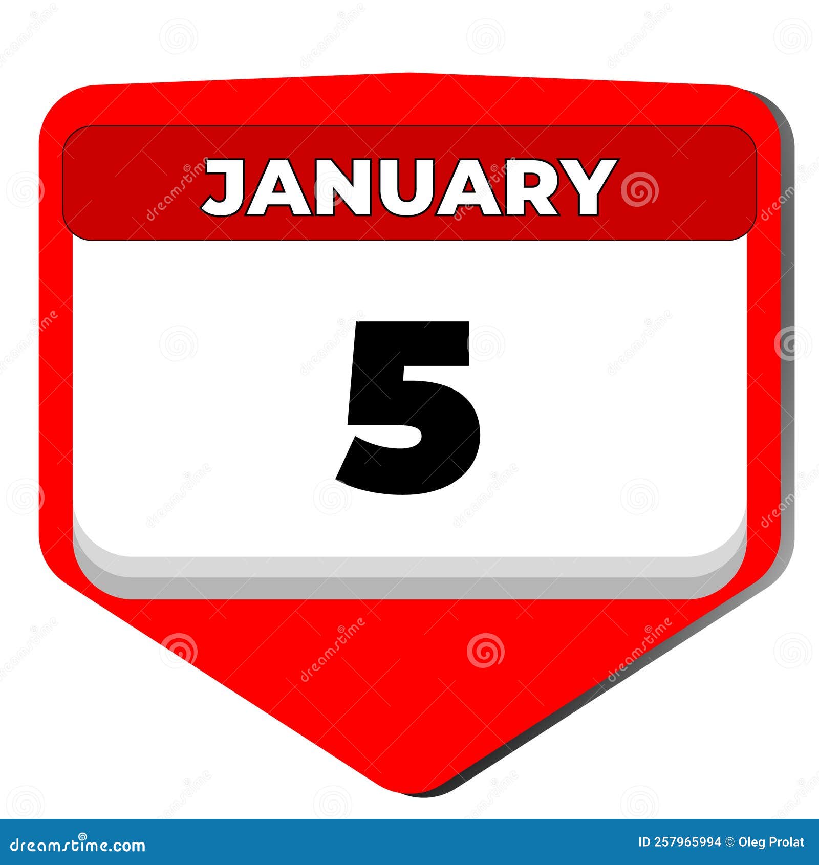 5 January Vector Icon Calendar Day. 5 Date of January. Fifth Day of ...