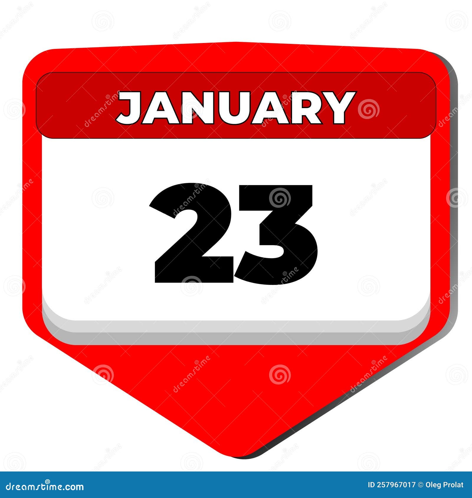 23 January Vector Icon Calendar Day. 23 Date of January. Twenty Third ...