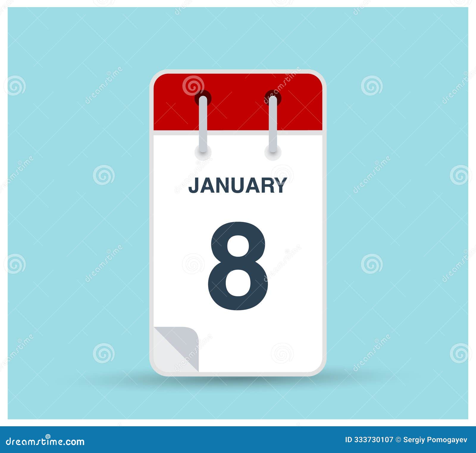 January 8 Vertical Calendar Leaf Stock Illustration - Illustration of ...