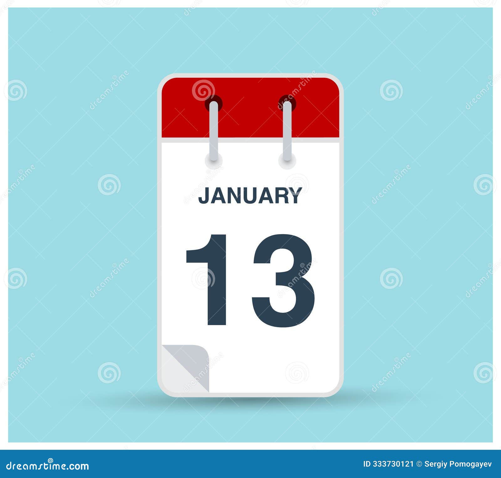 January 13 Vertical Calendar Leaf Stock Vector - Illustration of ...