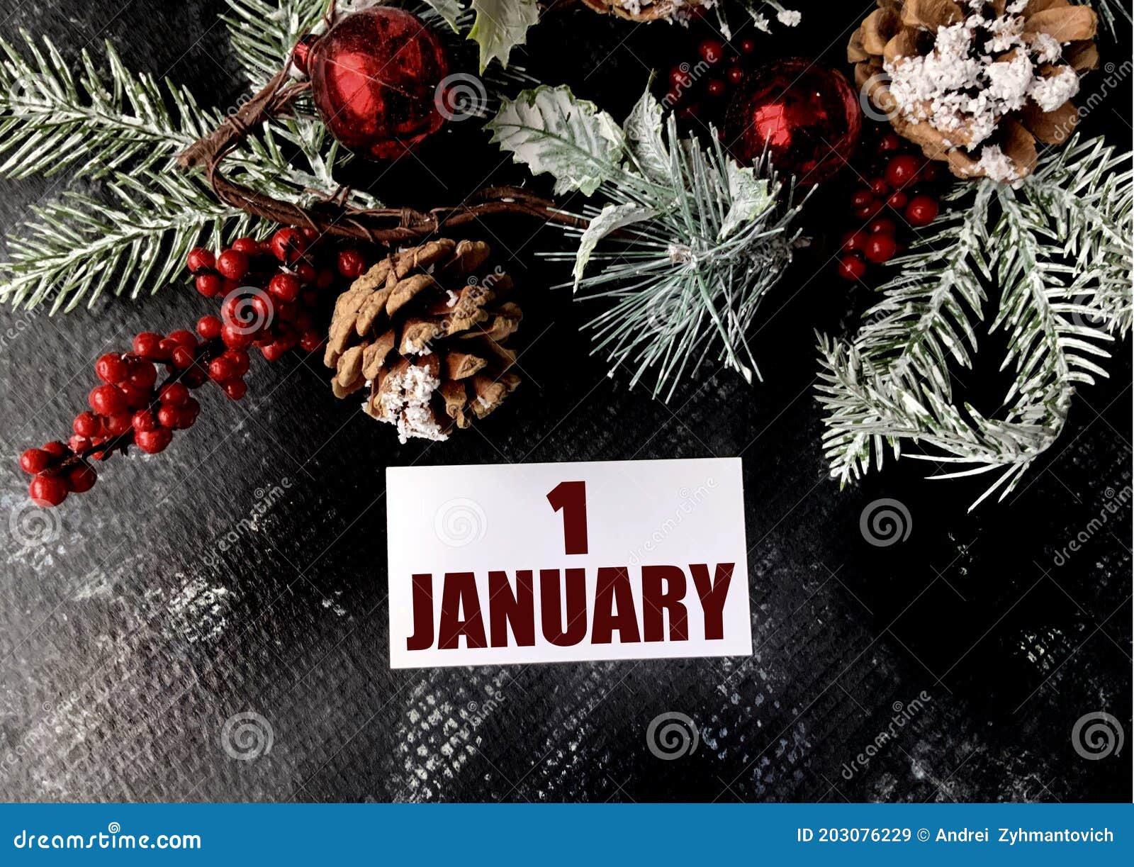 January 1 on a White Sticker on a Black Background. Stock Image - Image ...
