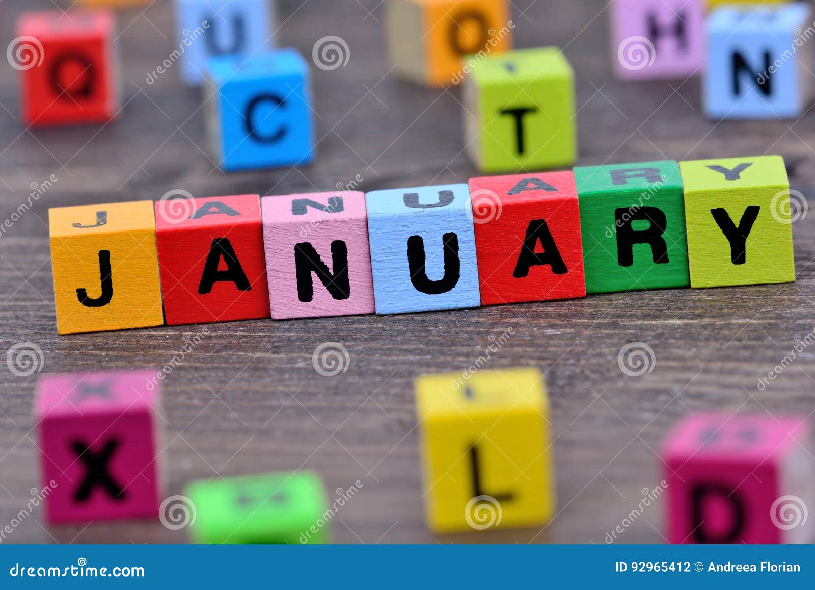 January word on table stock photo. Image of month, closeup - 92965412