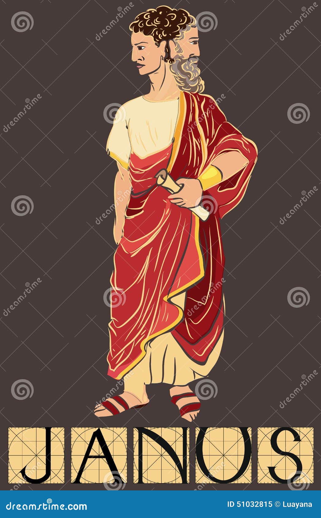 Janus with title stock vector. Illustration of historic - 51032815