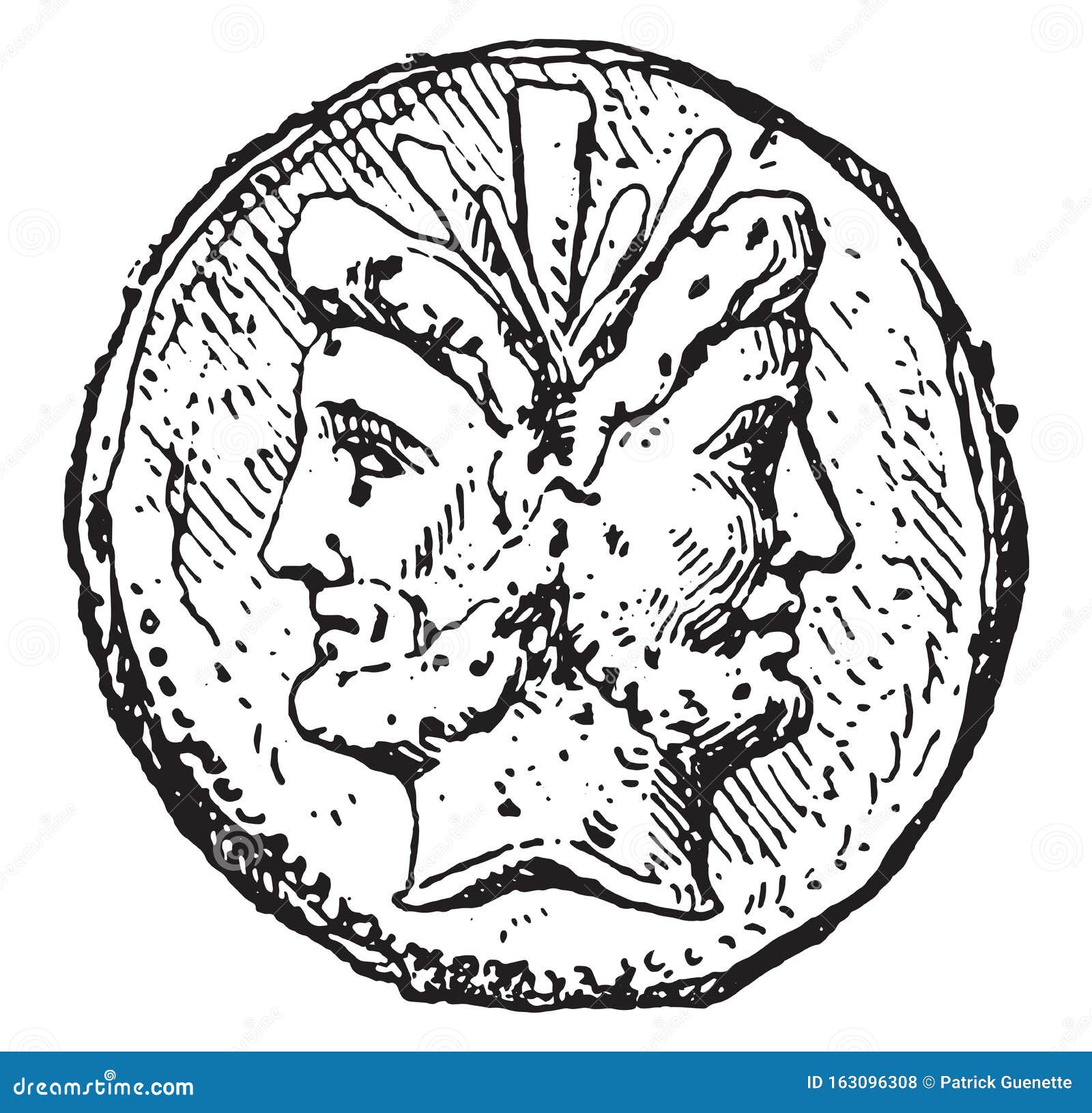 Janus Vintage Illustration Cartoon Vector | CartoonDealer.com #163284701