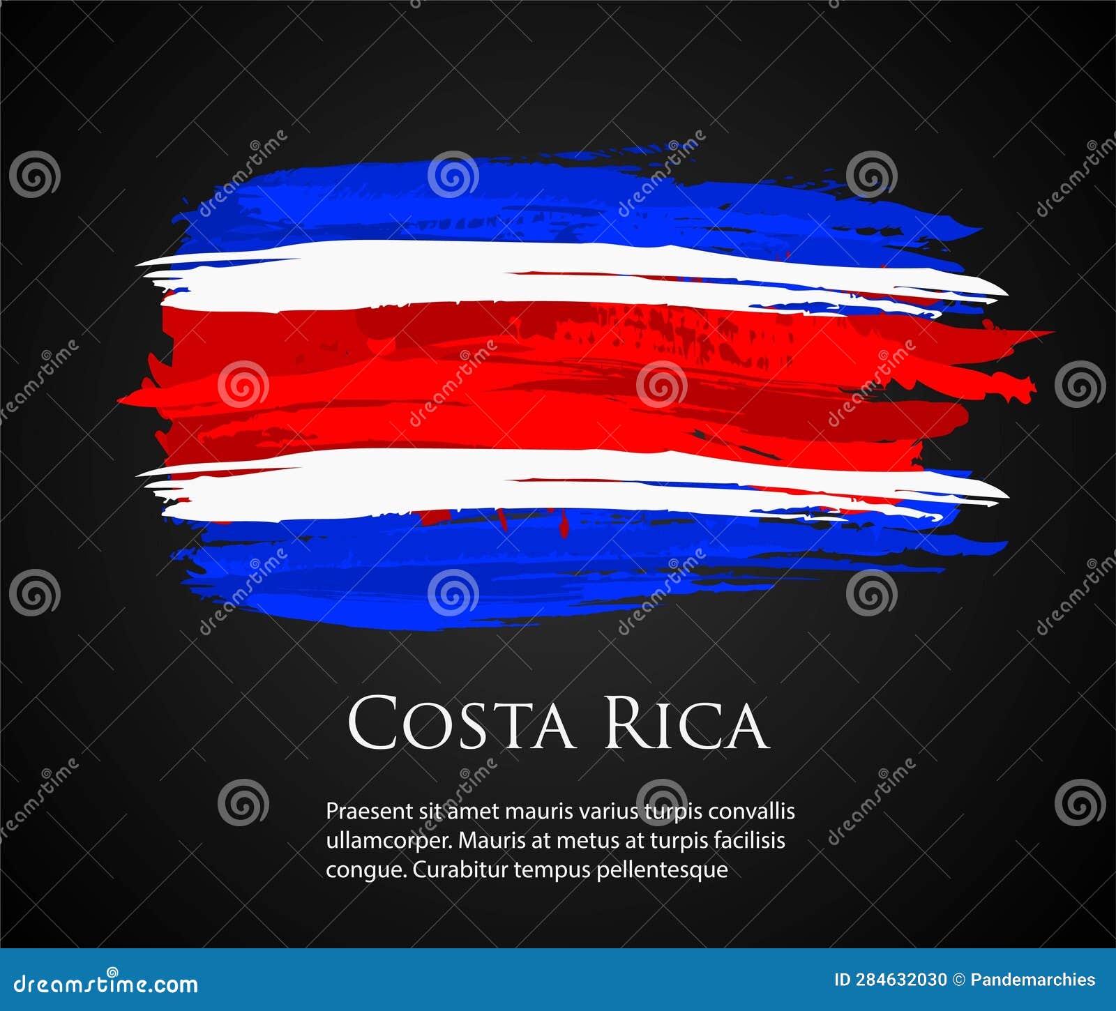 Vector Template Illustration Costa Rica Flag Europe Country Red White ...
