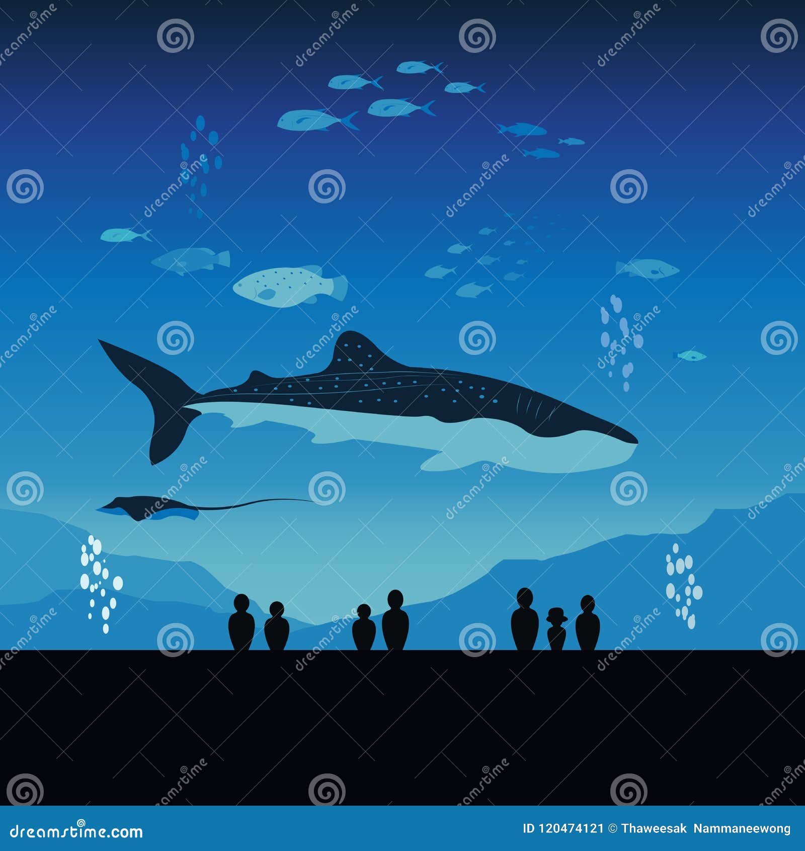 Japan Aquarium and Underwater Marine Life Full Stock Vector ...