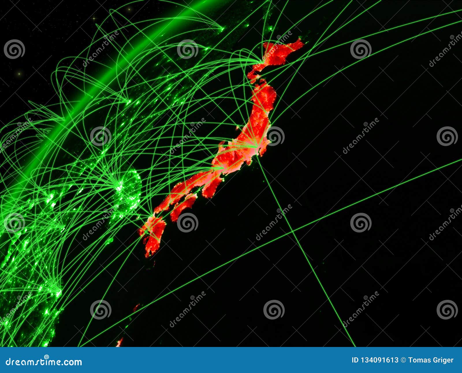 Japan auf Erde mit Netz stock abbildung. Illustration von japanisch ...