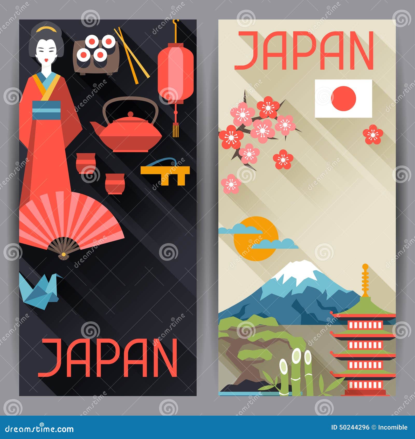 Japan banners design stock vector. Illustration of bamboo - 50244296