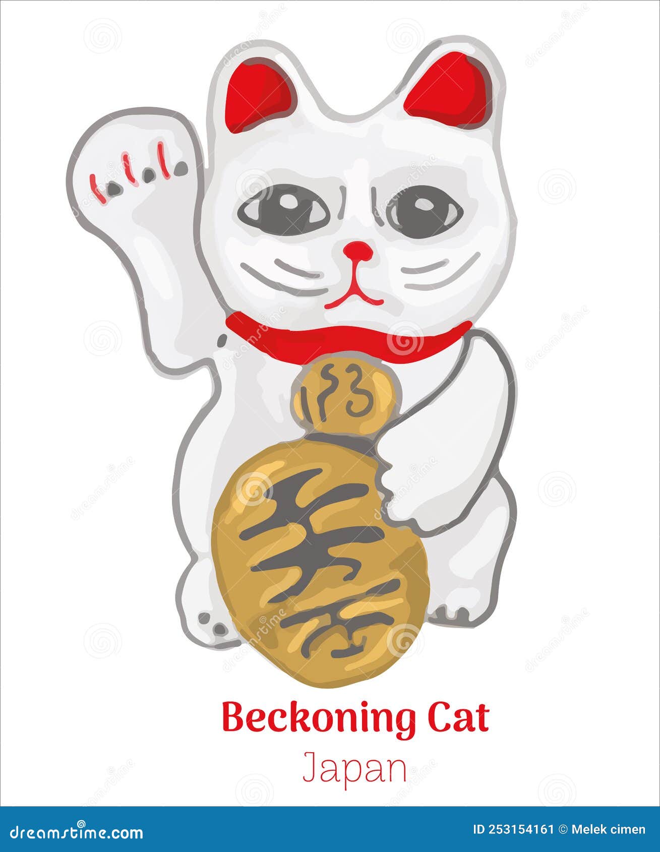 Japan Beckoning Cat. Hand Drawing Vector Illustration Stock Vector ...