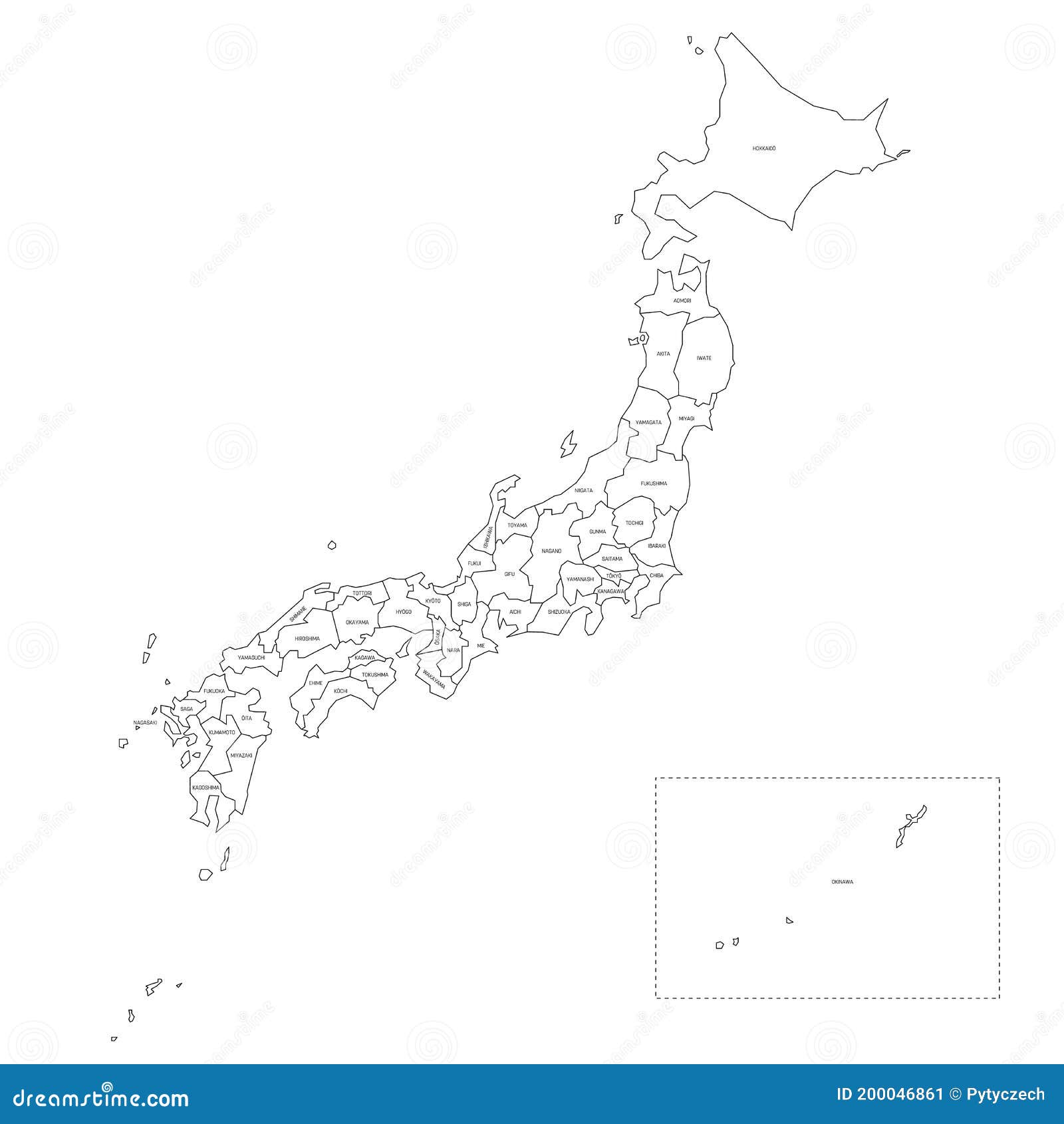 Blank Map Of Japan. High Detailed Vector Map - Japan. Map Of Japan On ...